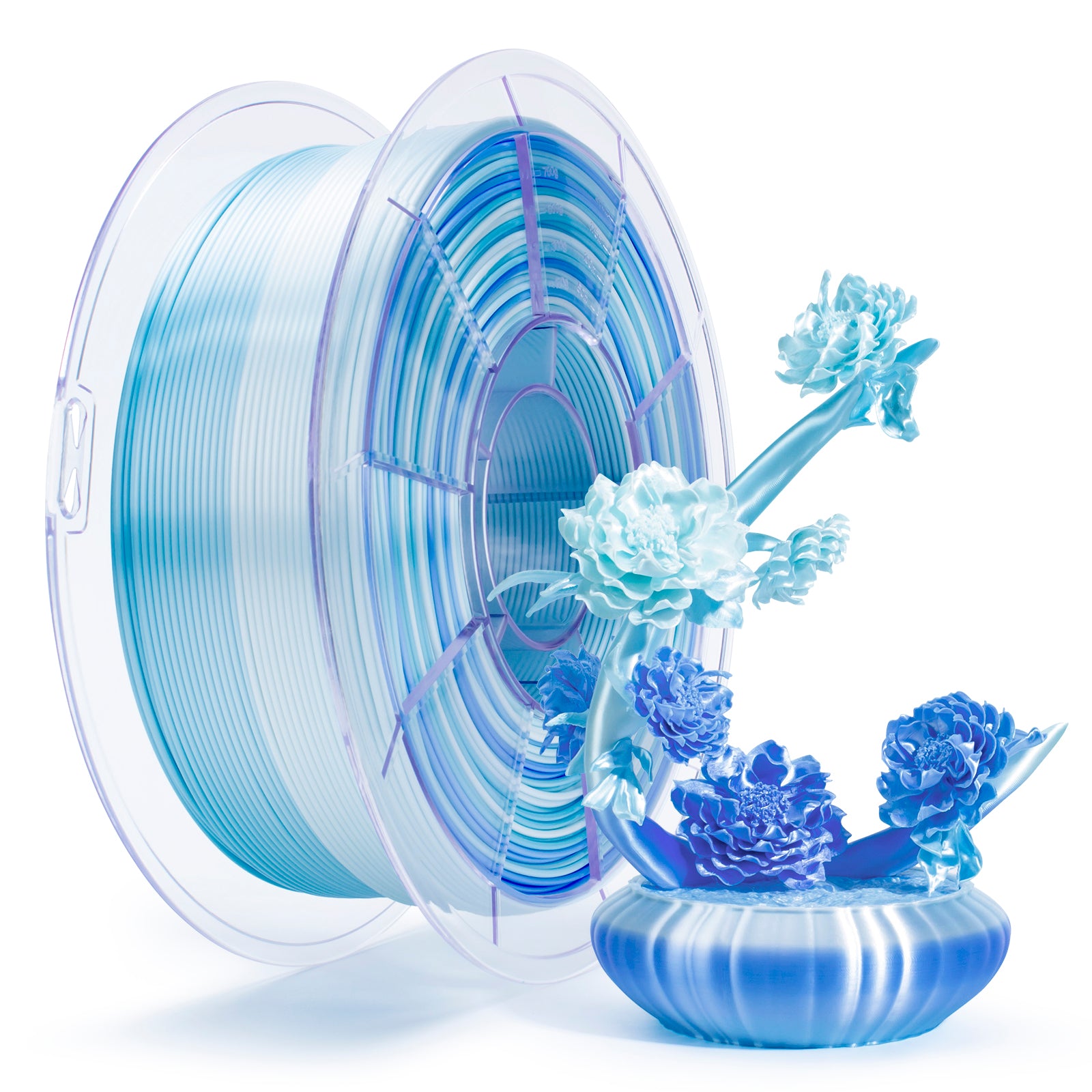 X3D Ice Blue Silk PLA – Gradient Cool-Tone Filament